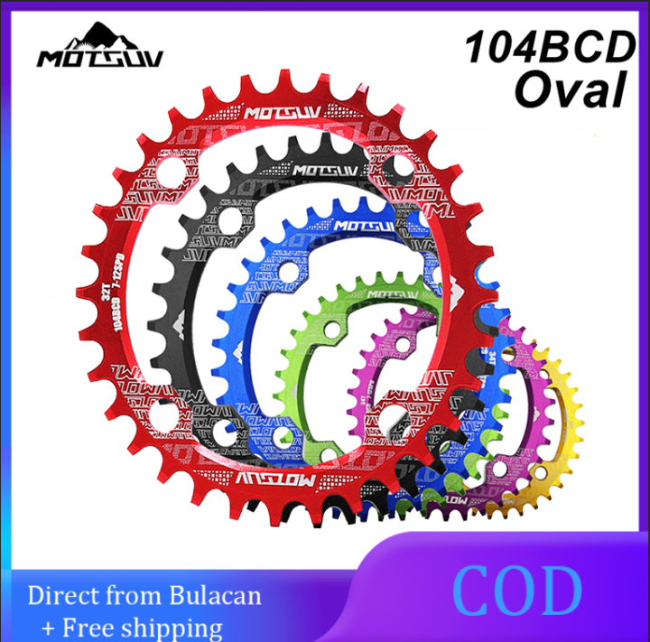 MOTSUV 104BCD Bike Chainwheel MTB Oval Narrow Wide Chainring 32T 34T 36T 38T Positive And ...