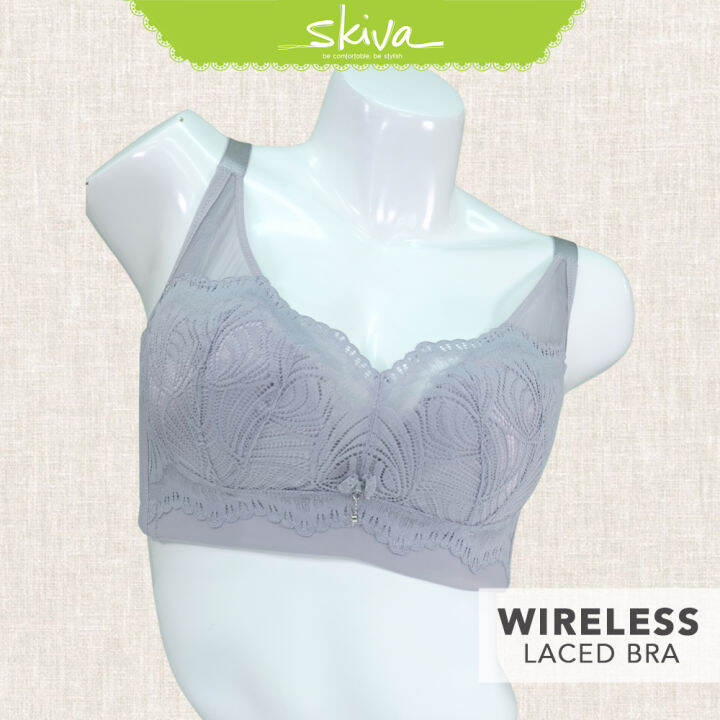 [New Arrival] SKIVA Full Cup Wireless Breathable Laced Go Green Bra (01 ...