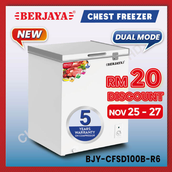 (130 LITRE) Berjaya Premium Dual Chest Chiller & Freezer BJY-CFSD100B ...