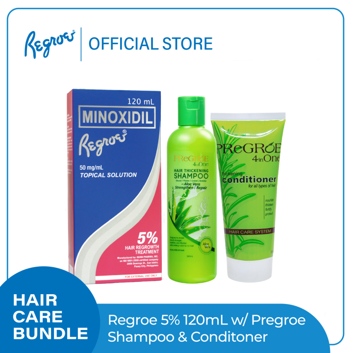 Regroe Minoxidil 5 120ml And Pregroe Shampoo 250ml And Pregroe Conditioner