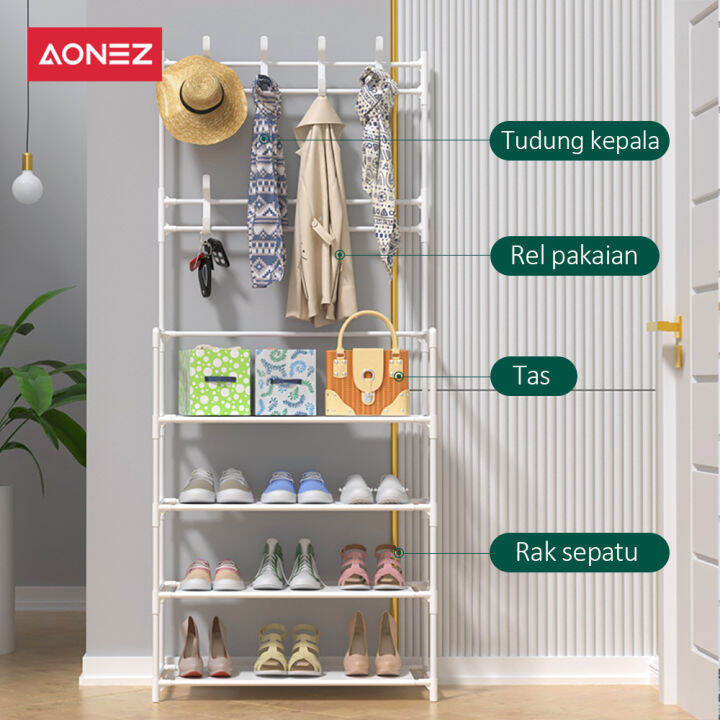 【2 IN 1】Stand Hanger Gantungan Baju / Rak Sepatu 4 Susun / Rak Portable ...