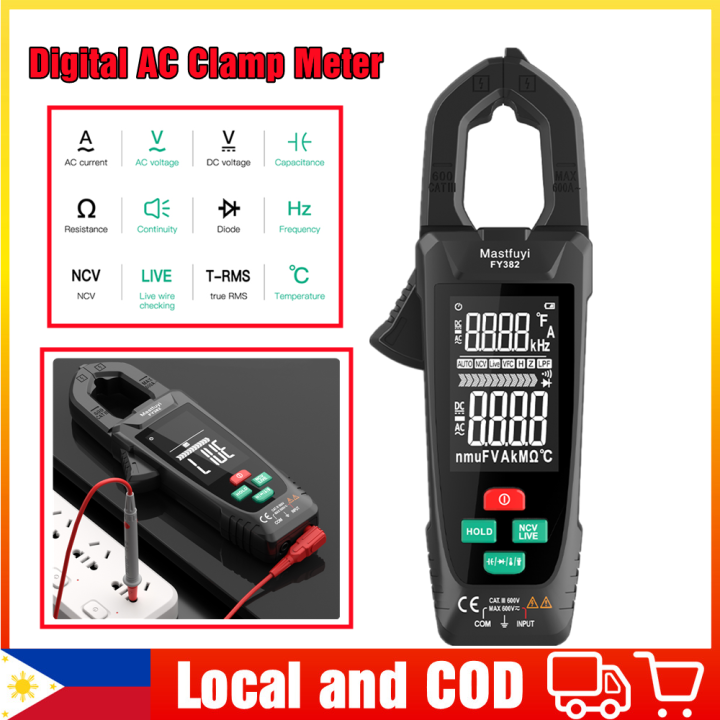 9999 Counts Digital MultimeterTRUE RMS Digital Clamp Meter LCD Display ...