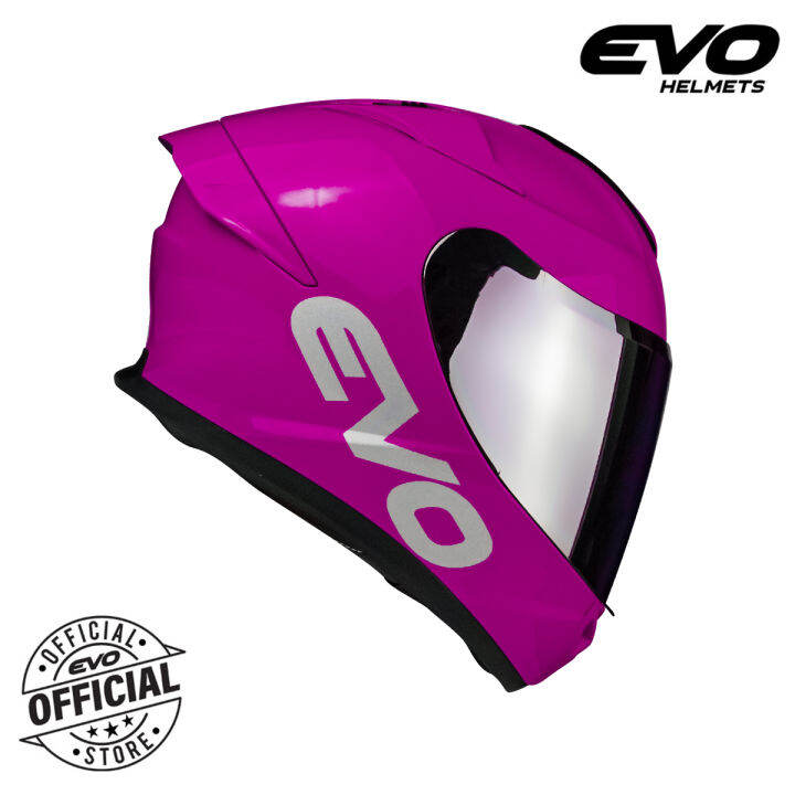EVO SVX-02 Plain Hot Pink Full Face Dual Visor Helmet with Free Clear ...