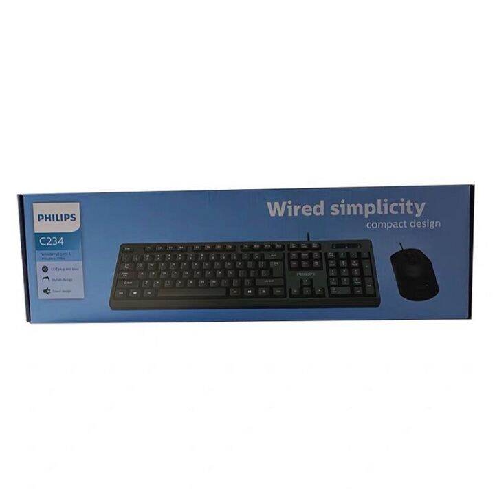 PHILIPS C234 Wired USB Keyboard with mouse combos set SPT6234 | Lazada PH