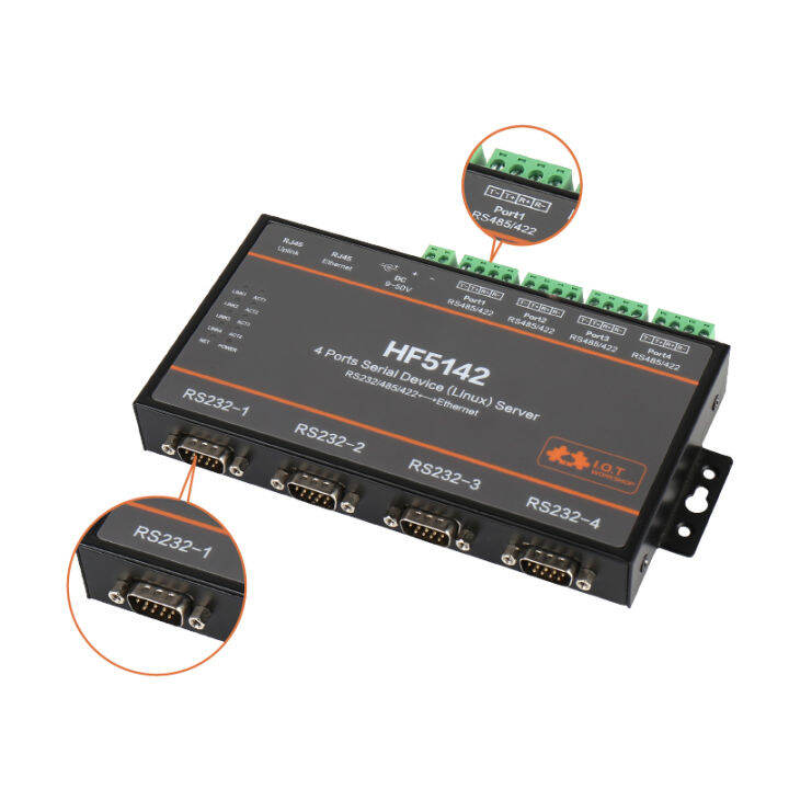 High Flying HF5142 4 ports Serial Network Server FreeRTOS Device RS232RS485RS422 to Ethernet ...