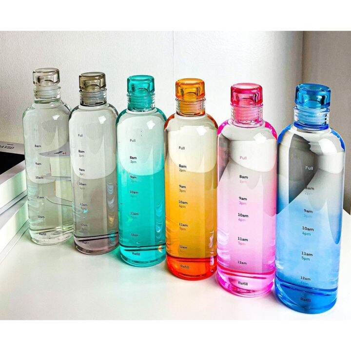 500ml Motivational Color Time Scale Marker Glass Bottle Drinking Water ...