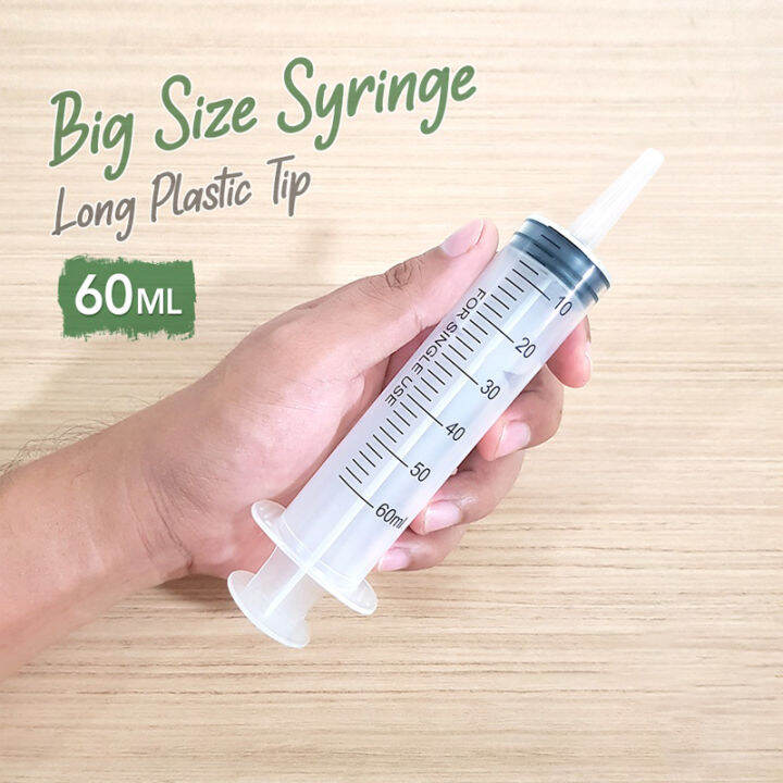 60ml Plastic Syringe Bird Feeder Pet Cat Dog Hand Feeding Injector Long ...