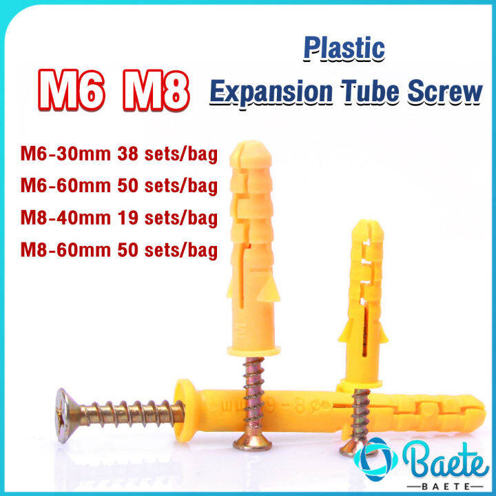 Baete Expansion Screw Plastic Expansion Tube Screw Expansion Insulation Bolts with Screw M6 M8 ...