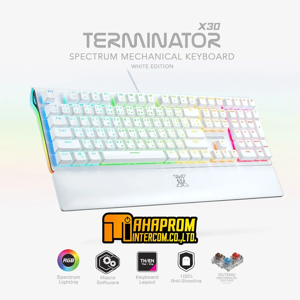 NUBWO X30 สีขาว TERMINATOR White RGB Mechanical Gaming Keyboard ...