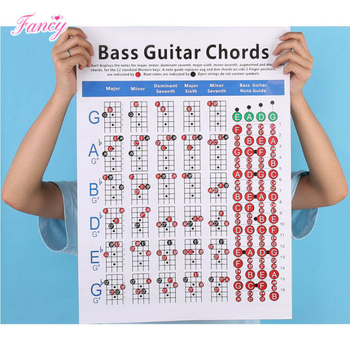 FANCY Bass Guitar Chord Practice Chart Music Score Students Learning ...