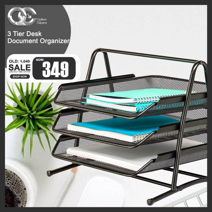 3 Tier Document Desk Organizer - Desk Organizer Paper Tray with 3 Tier ...
