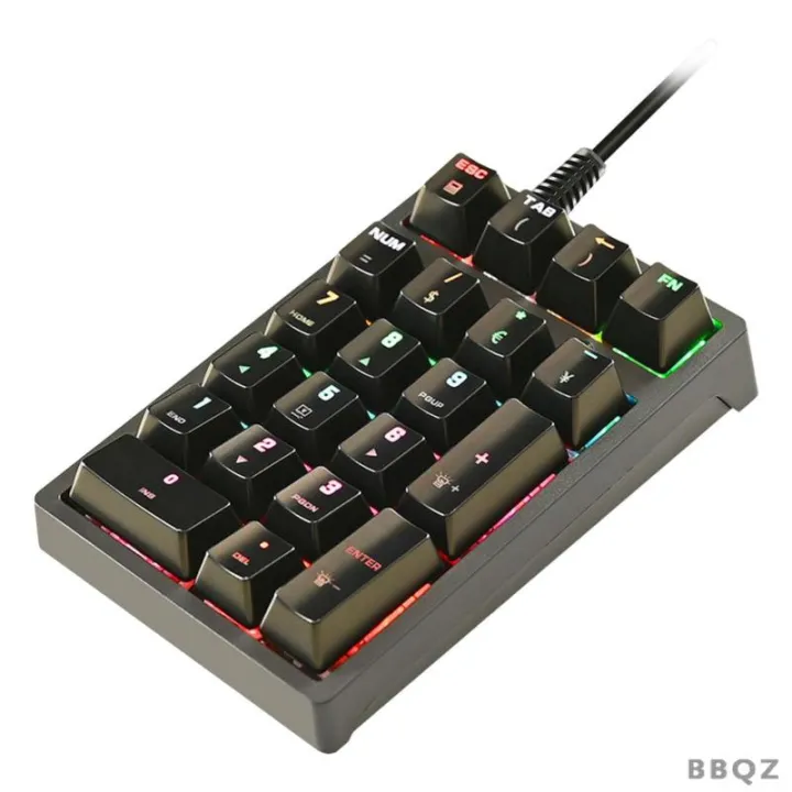 Compact K21 Mini Mechanical Numeric Keypad, 21 Keys, Plug and Play Blue Switch RGB USB Wired ...