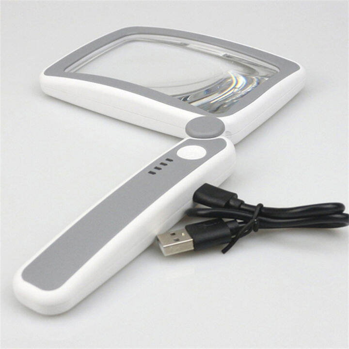 4X Magnifying Lens LED Illuminated Rechargeable Magnifying Glass for ...