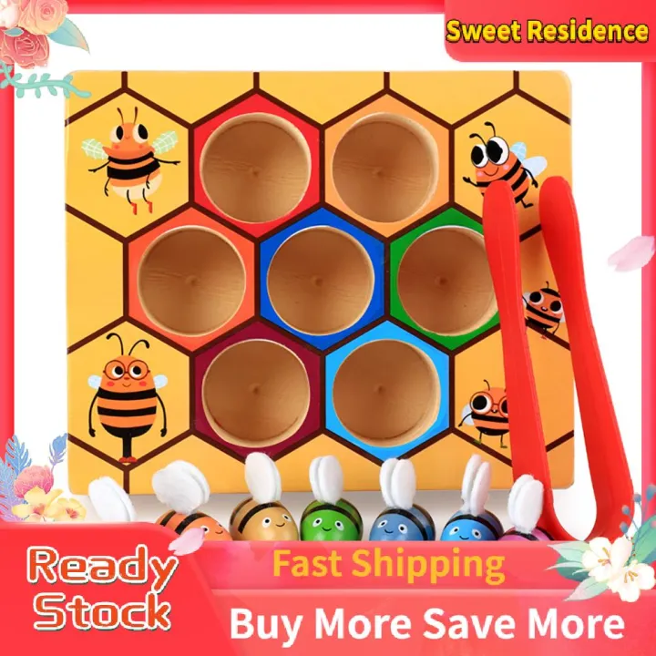 Colorful Wooden Bee Hive Matching Game Color Sorting Toy Early ...