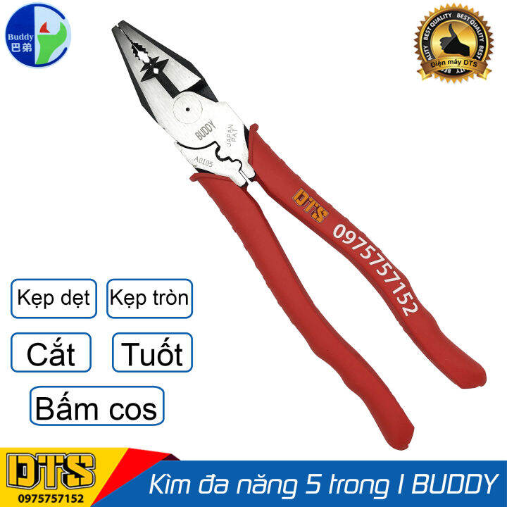 Kìm điện đa năng 5 trong 1 Nhật hãng Buddy A0105 dài 225mm, kềm răng điện đa năng Standard JAPAN ...