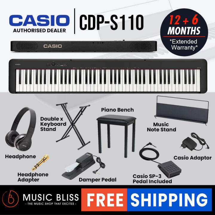 Casio CDP-S110 88-key Digital Piano Musician Package with FREE ...
