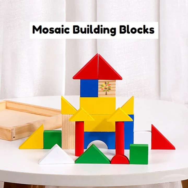 Family Mainan Edukasi Mosaic Building Blocks / Mainan Tumpuk Balok Kayu ...