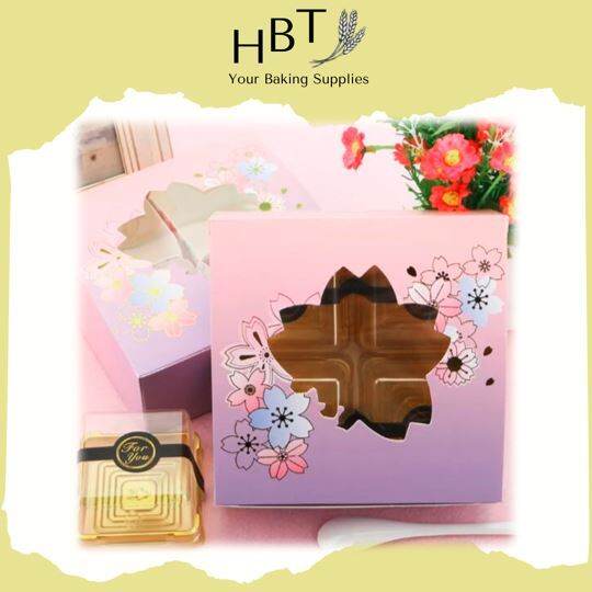 (BX385) Mooncake Box Sakura Kotak Biskut Gift Box 4hole. | Lazada