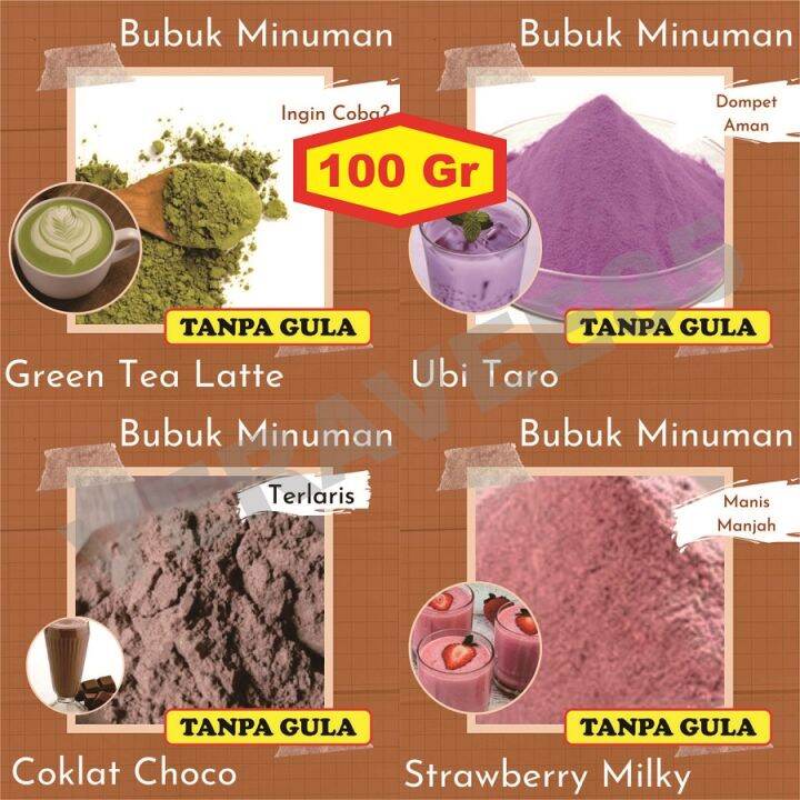 Bubuk Minuman Tanpa Gula Coklat Green Tea Red Velvet Taro Thai Tea ...