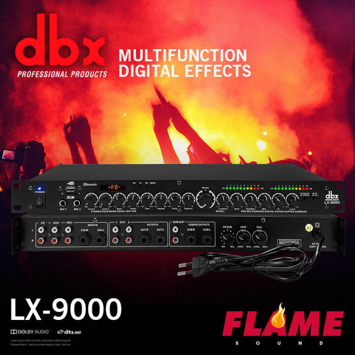 DBX LX-9000 เอฟเฟกต์เสียงสะท้อน DSP ป้องกันการผิวปาก อินพุตไมโครโฟน 2 ...