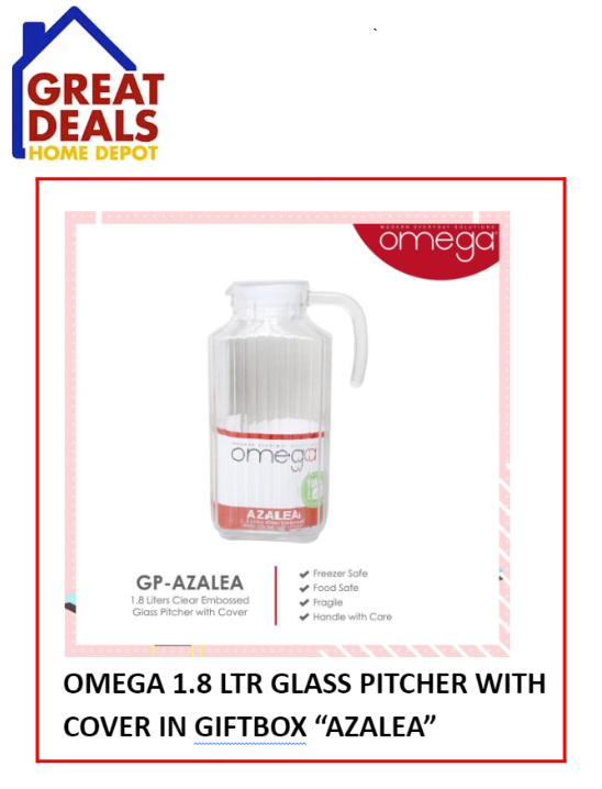GREAT DEALS OMEGA 1.8 LTR GLASS PITCHER WITH COVER | Lazada PH