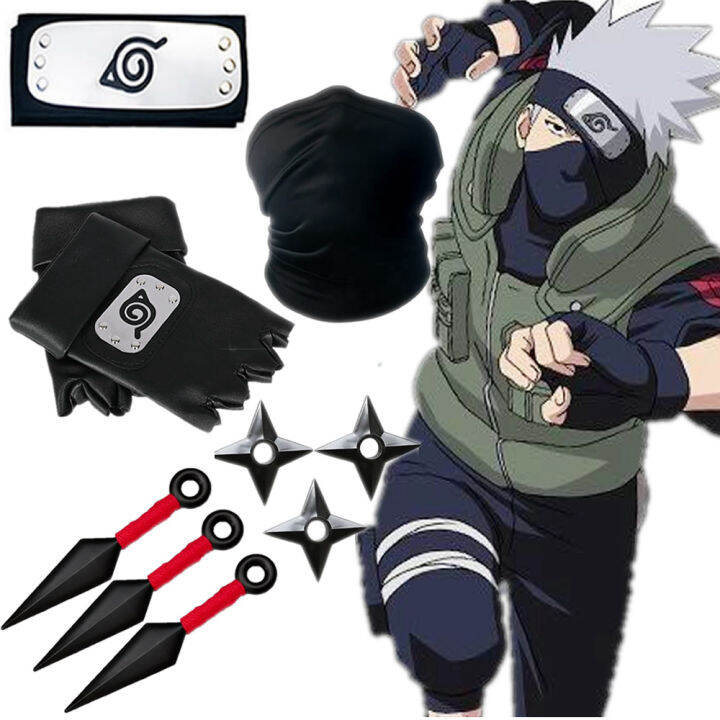 Anime Naruto Kakashi Cosplay Accessories SET Hatake Kakashi Gloves ...