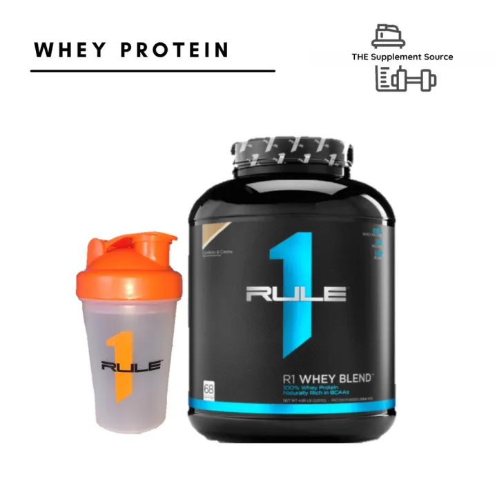 Rule1 100% Whey Blend 5lbs FREE R1 Shaker Whey Protein Rule 1 Powder ...
