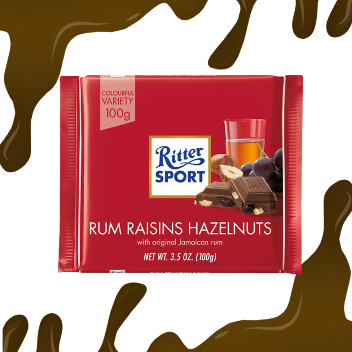 [NON-HALAL] Ritter Sport Rum, Raisin & Hazelnuts Milk Chocolate 100g ...