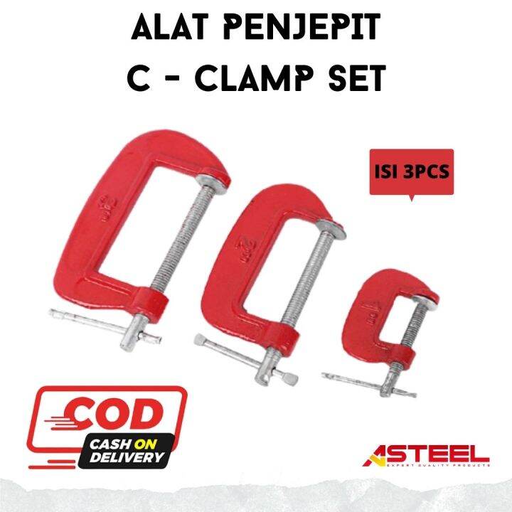 Clamp Set 3pcs Clamp C Clamp C Set Alat Penjepit C Clamp Set 1