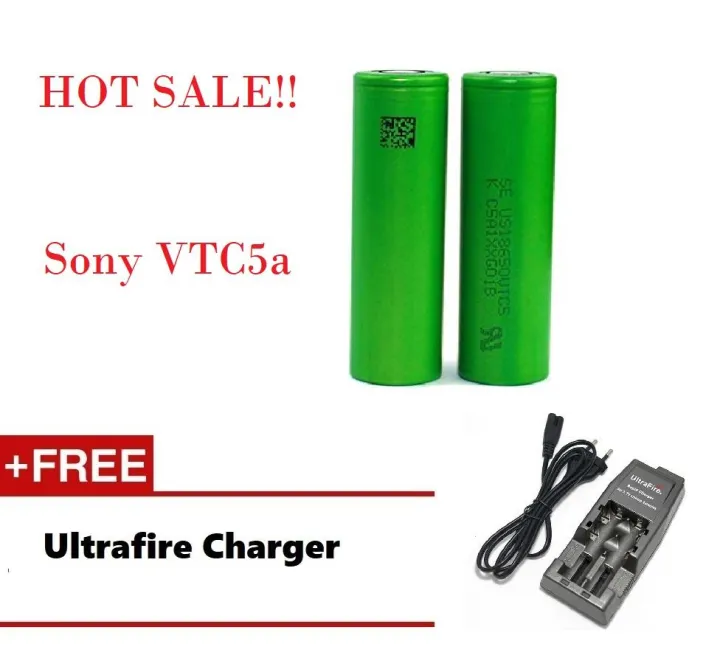 2ก้อนถ่านชาร์จ Sony VTC5a mod battery 18650 2600 Lithium-ion battery Li ...