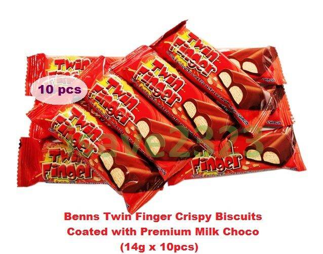【14g X 10 Pcs】benns Twin Finger Crispy Biscuits Coated With Premium