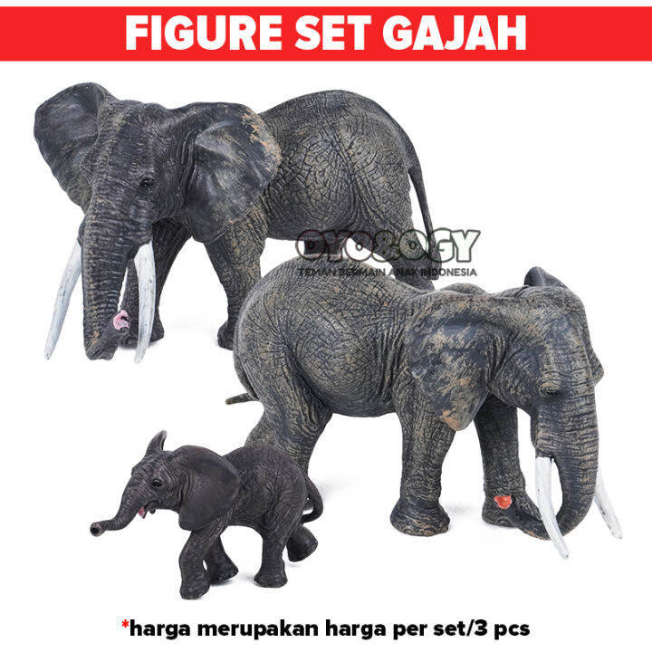 Paket Mainan Edukasi Anak Action Figure Hewan Gajah Karet Miniatur ...