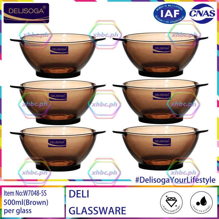 Deli Delisoga ️ 500ml Glassware amber Brown Glass Bowl salad bowl Set ...
