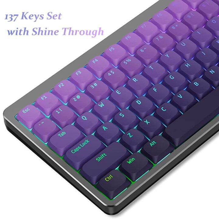 Low Profile Keycaps Custom Double Shot PBT Keycaps 137 Keys for 60% 65% ...