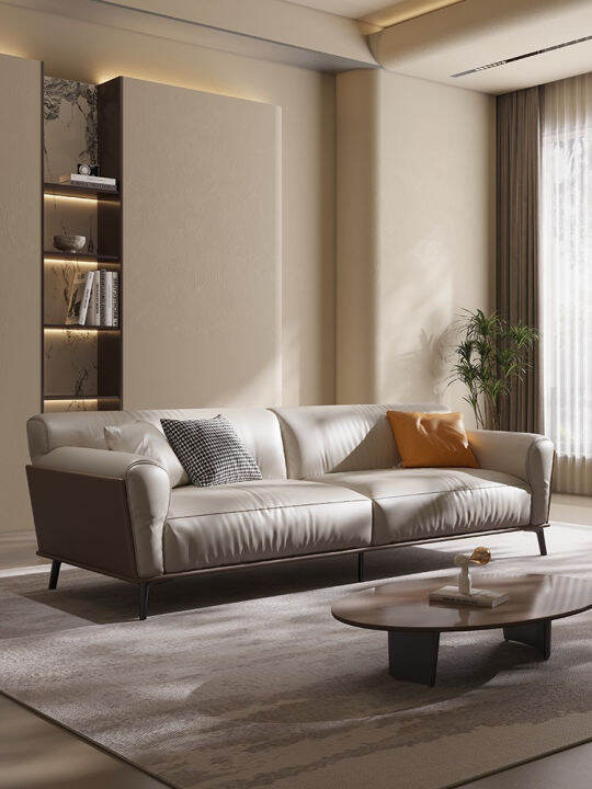 TATA HOME Leather Sofa โชฟาหนังแท้ Italian minimalist Sofa In-line ...