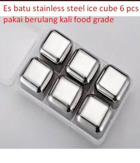 Es batu stainless steel ice cube 6 pcs pakai berulang kali food grade ...