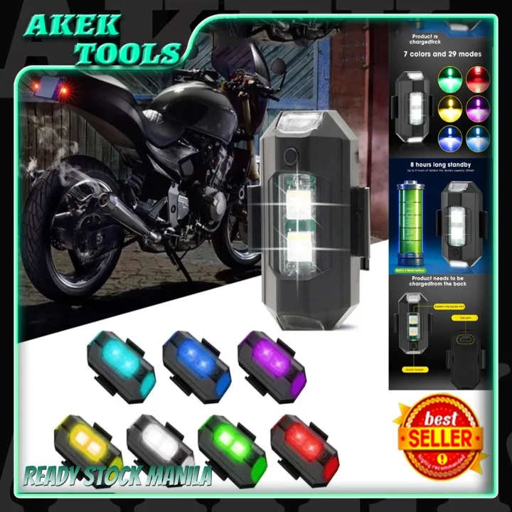 7 Color Upgrade Magnetic Rechargeable flashing LED Motorcycle Bicycle night lights modified ...