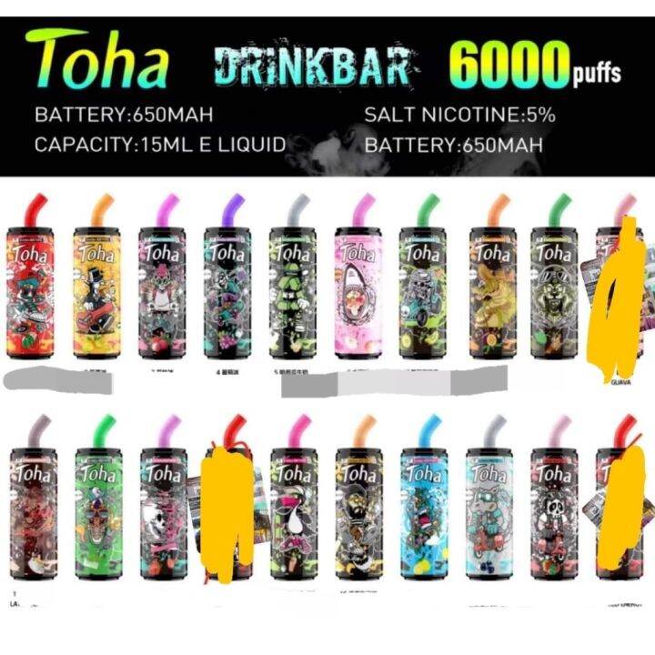 Toha Drinkbar Disposable Vape Pod Legit Up To 6000 Puffs Rechargeable ...