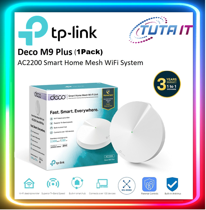 TP-LINK Deco M9 Plus (1PACK) / (2-PACK) /(3PACK) AC2200 Smart Home Mesh ...