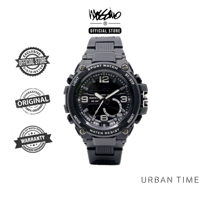 Mossimo black rubber strap analog-digital watch for men MS-1938G-BLK ...