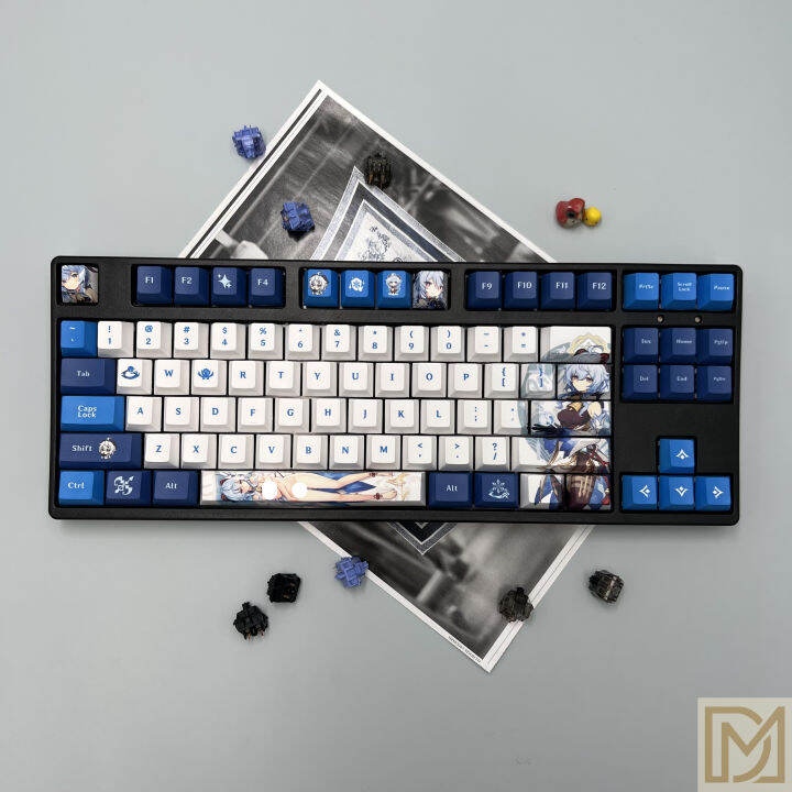 Ganyu Genshin Impact Keycap PBT Dye Sub Cherry Blue Keycaps 130pcs Fit ...