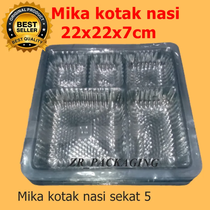 Mika kotak nasi sekat 5/mika plastik 22x22/mika polos | Lazada Indonesia