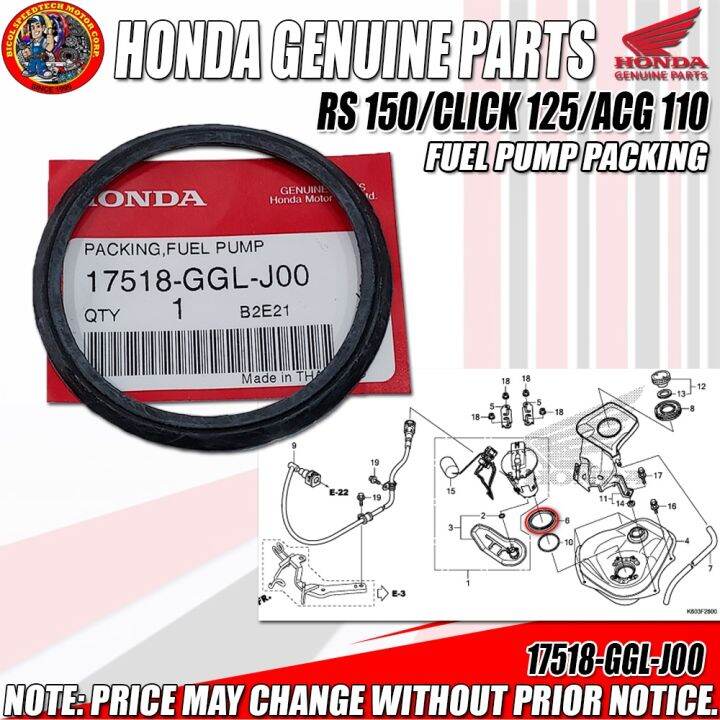 RS 150/CLICK 125/ZOOMER X FUEL PUMP PACKING (HPI) (GENUINE: 17518-GGL ...