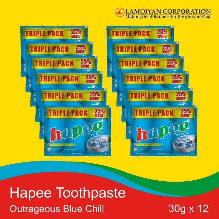 Hapee Toothpaste Outrageous Blue Chill 30g x 12 | Lazada PH