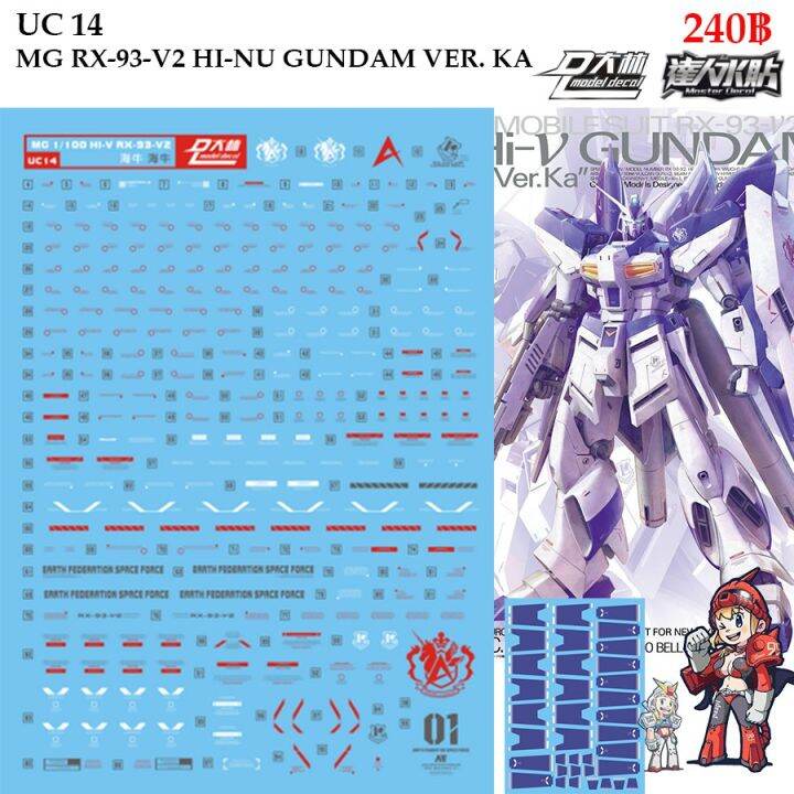 ดีคอลน้ำ [D.L. Darlin] UC14 RX-93-V2 HI-NU GUNDAM VER. KA MG 1/100 Water Decal UC 14 | Lazada.co.th