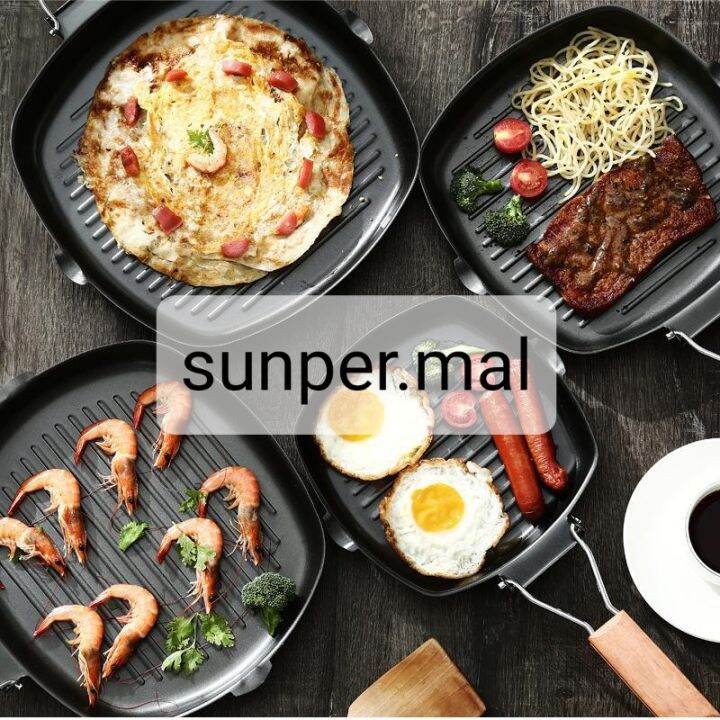 square grill pan ukuran 20cm Panci Panggang Square Grill Pan Teplon ...