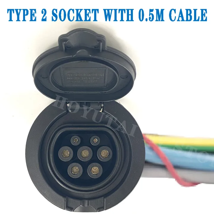 EVSE 16A 32A EV Socket 22KW Type 2 Female Plug Charging Station Female ...