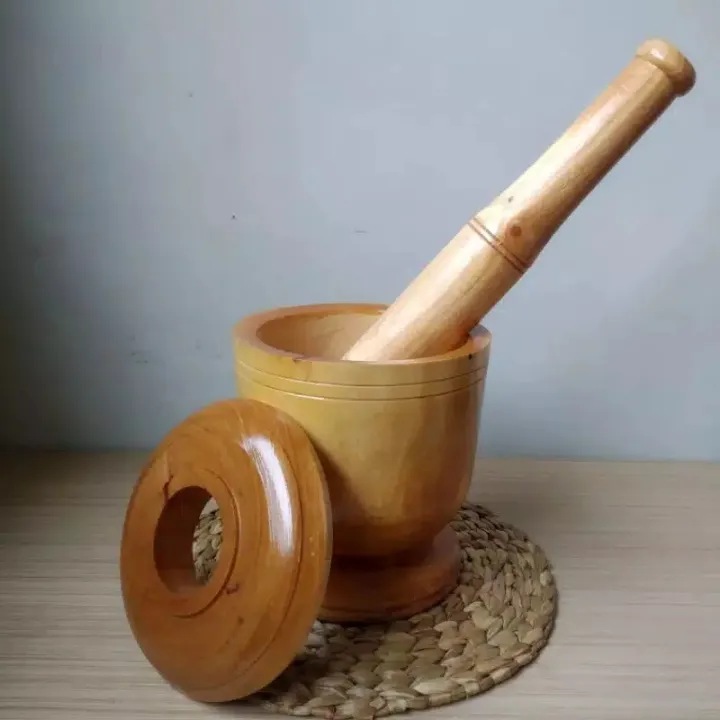 Lumpang Kayu + Tutup, Lumpang Kayu + Penumbuk Kayu | Lazada Indonesia