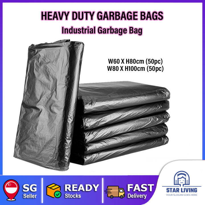 Extra Thick Heavy Duty Large Black Garbage Bag, Big Rubbish Bag, Trash ...