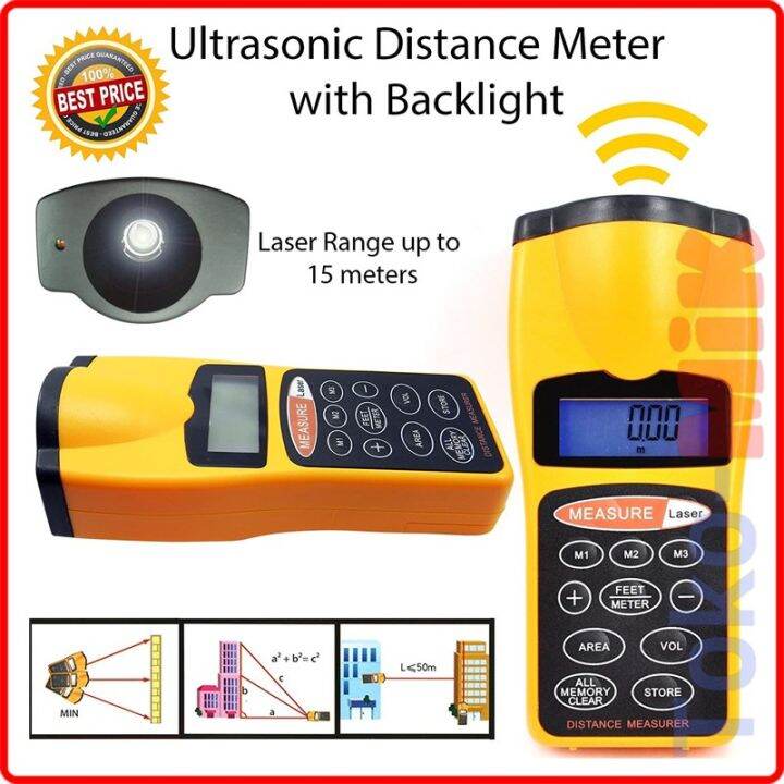 CP-3007 CP3007 Ultrasonic Distance Measurer Laser Pointer Hitung Jarak ...